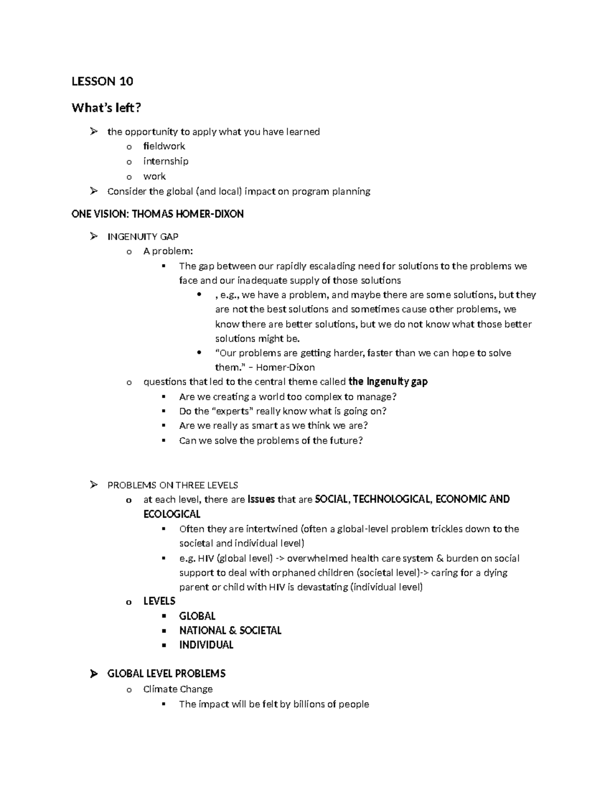Lesson 10 - Notes - LESSON 10 What’s left? the opportunity to apply ...