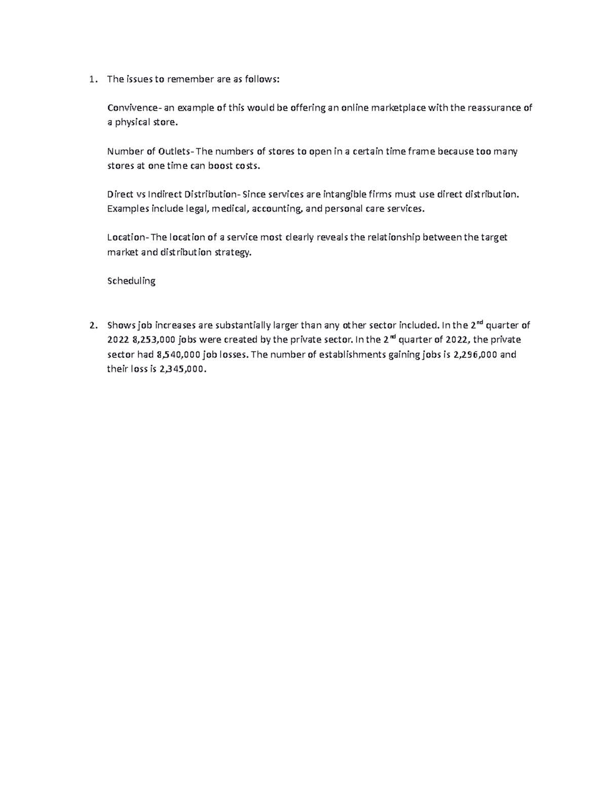 Marketing ch 12 discussion - The issues to remember are as follows ...