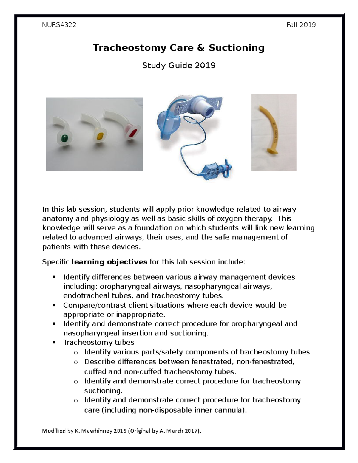 N4322 Trach Care Study Guide - Tracheostomy Care & Suctioning Study ...