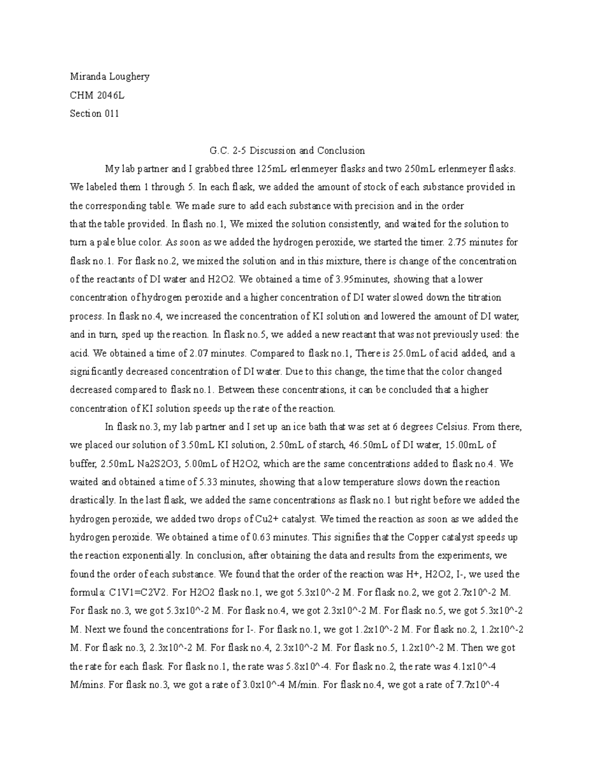 D C Lab 5 - Miranda Loughery CHM 2046L Section 011 G. 2-5 Discussion ...