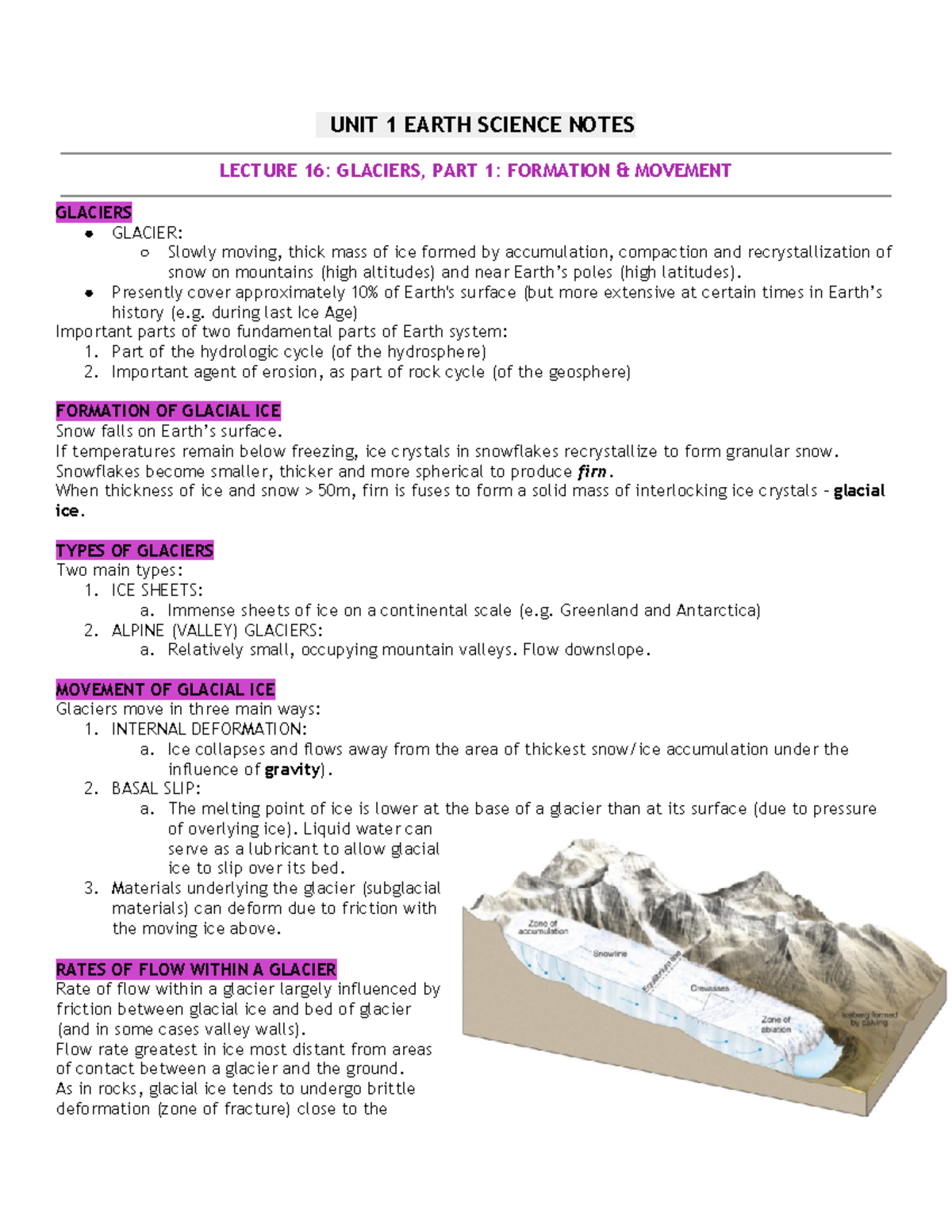 UNIT 1 - Lecture 16 & 17 - UNIT 1 EARTH SCIENCE NOTES LECTURE 16 ...