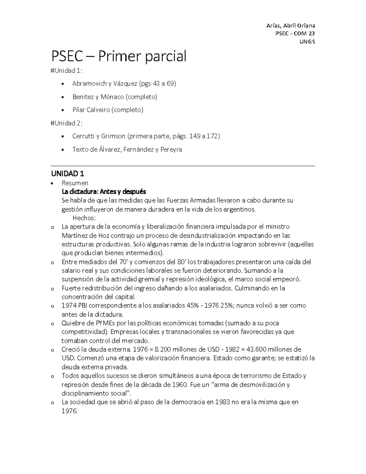1er y 2do parcial PSEC - PSEC - COM 23 UNGS PSEC – Primer parcial # ...