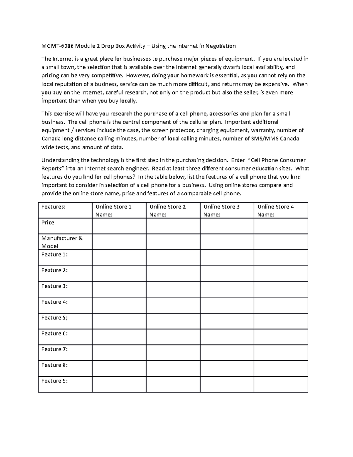 Module 2 Dropbox Activity Using the Internet in Negotiation B - MGMT ...