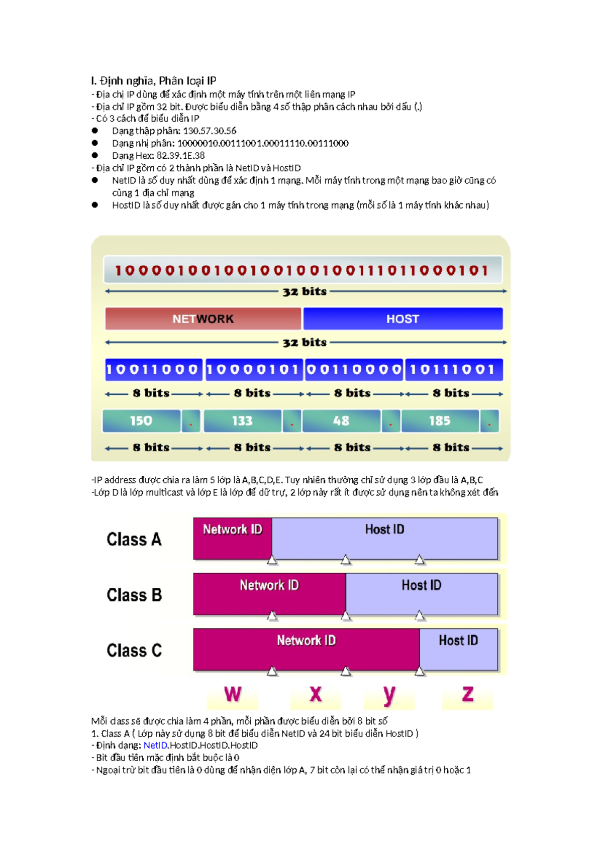 Tổng hợp lý thuyết IP-MMT - I. Định nghĩa, Phân loại IP Địa chị IP dùng ...
