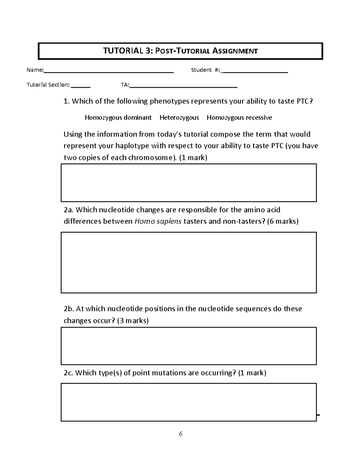 PTC Tasting and Bioinformatics Student Package - Warning: TT: undefined function: 32 Warning: TT ...