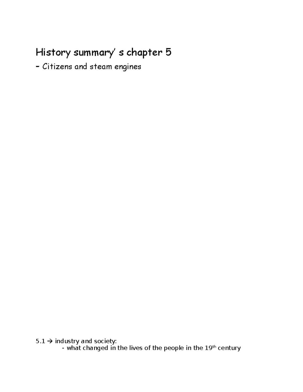 History ch. 5 summary' s - Geschiedenis - History summary’ s chapter 5 ...