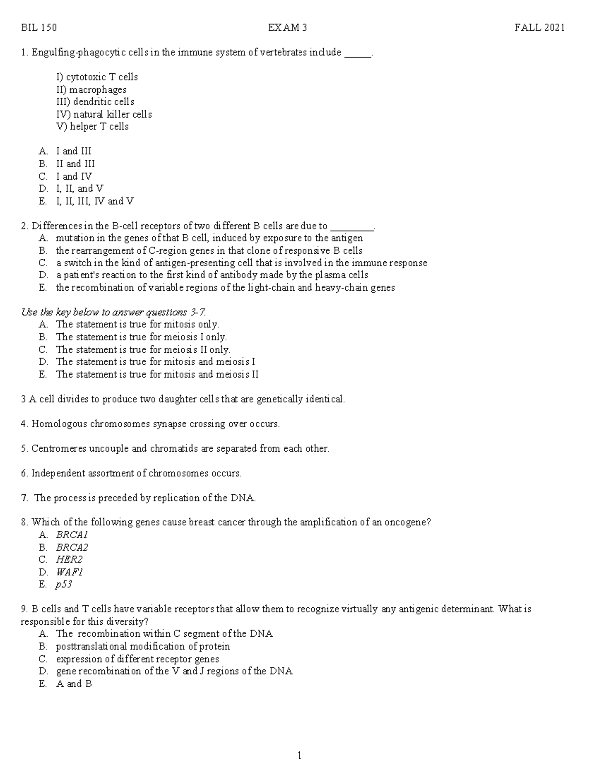 Exam 3 Fall 2021 - Course documents from BIL150 - BIL 150 EXAM 3 FALL 2021 Engulfing-phagocytic ...