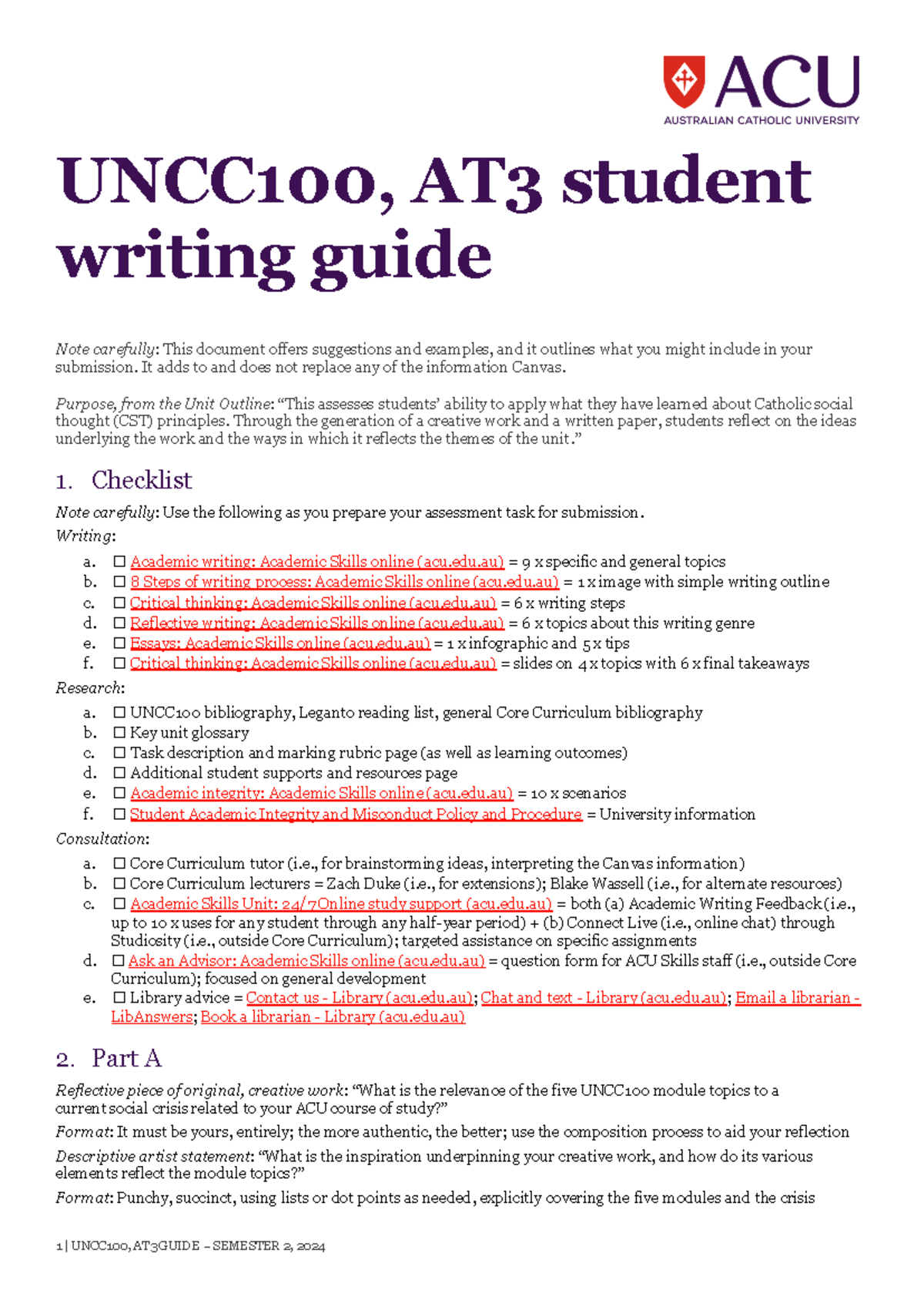 UNCC100, AT3 guide – S2, 2024 - 1 | UNCC 1 00, AT 3 GUIDE – SEMESTER 2 ...