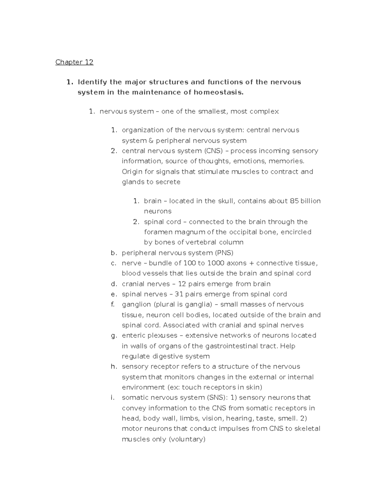 Chapter 12-19 - Lecture notes 12 to 19 - Chapter 12 Identify the major ...