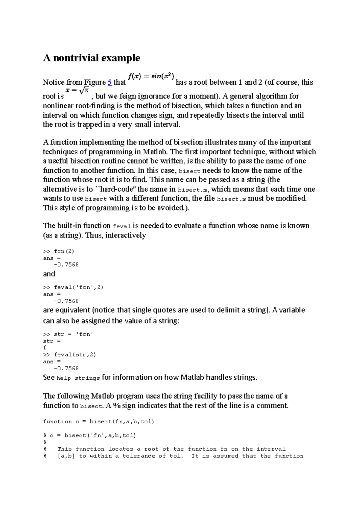 A nontrivial example - A nontrivial example Notice from Figure 5 that has a root between 1 and 2 ...