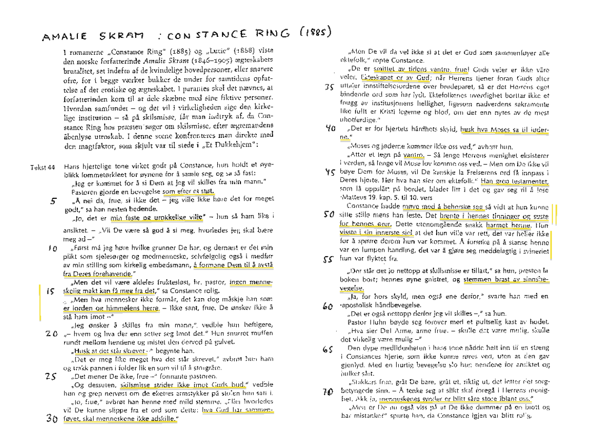 Amalie Skram: "Constance Ring" (uddrag), 1885 - Dansk - Studocu