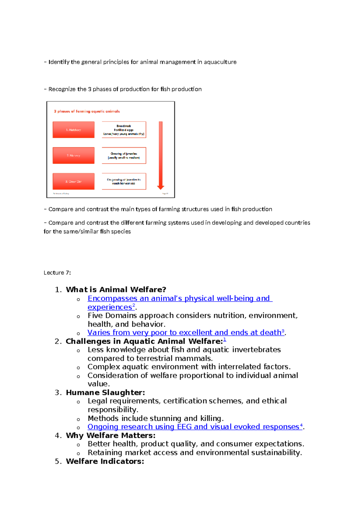 Aquaculture note doc - short summary notes - – Identify the general ...