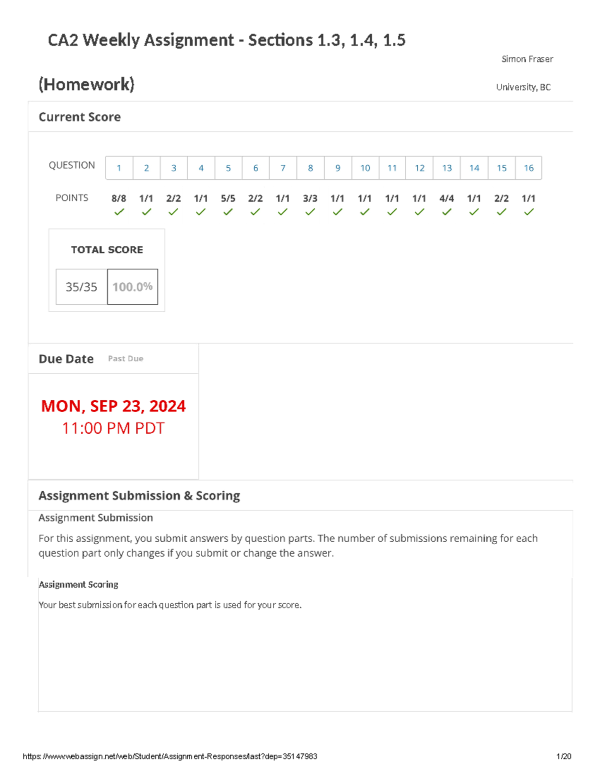 CA2 Weekly Assignment - Sections 1.3, 1.4, 1.5 - MATH 150 151 Fall 2024 Web Assign - CA2 Weekly ...