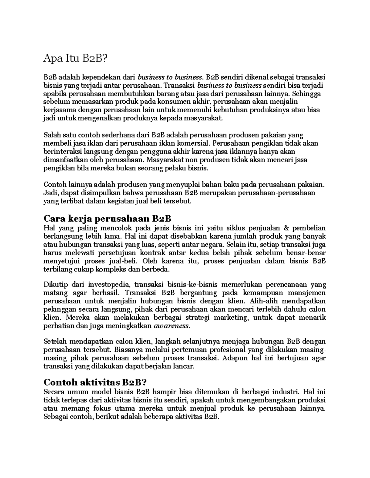 Apa Itu B2B - B2B adalah kependekan dari business to business. B2B ...