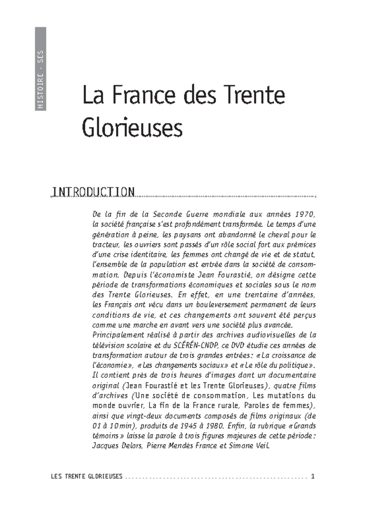 France 30 glorieuses - HISTOIRE SES LES TRENTE GLORIEUSES - Studocu