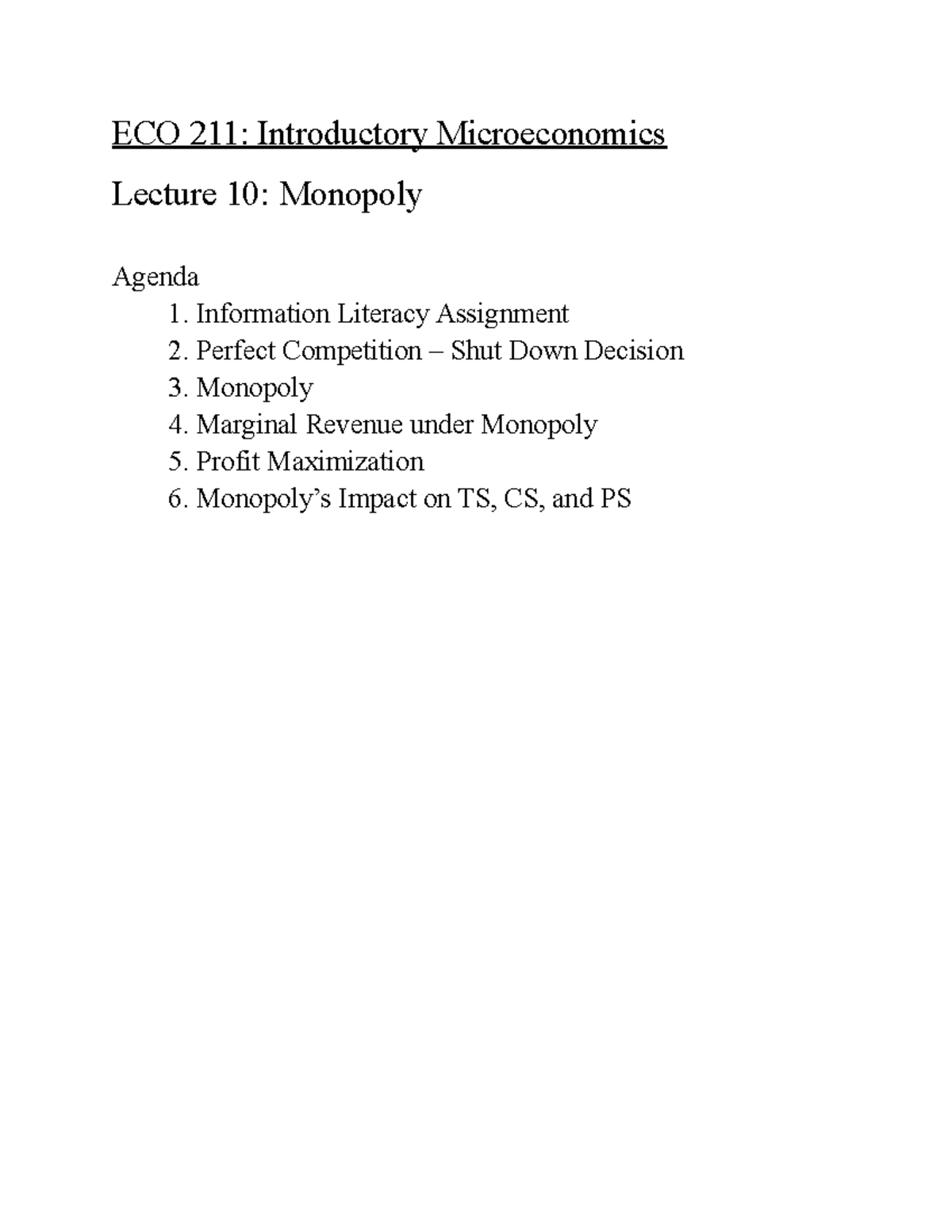 Chapter 14 Notes (Student Version) - ECO 211: Introductory ...