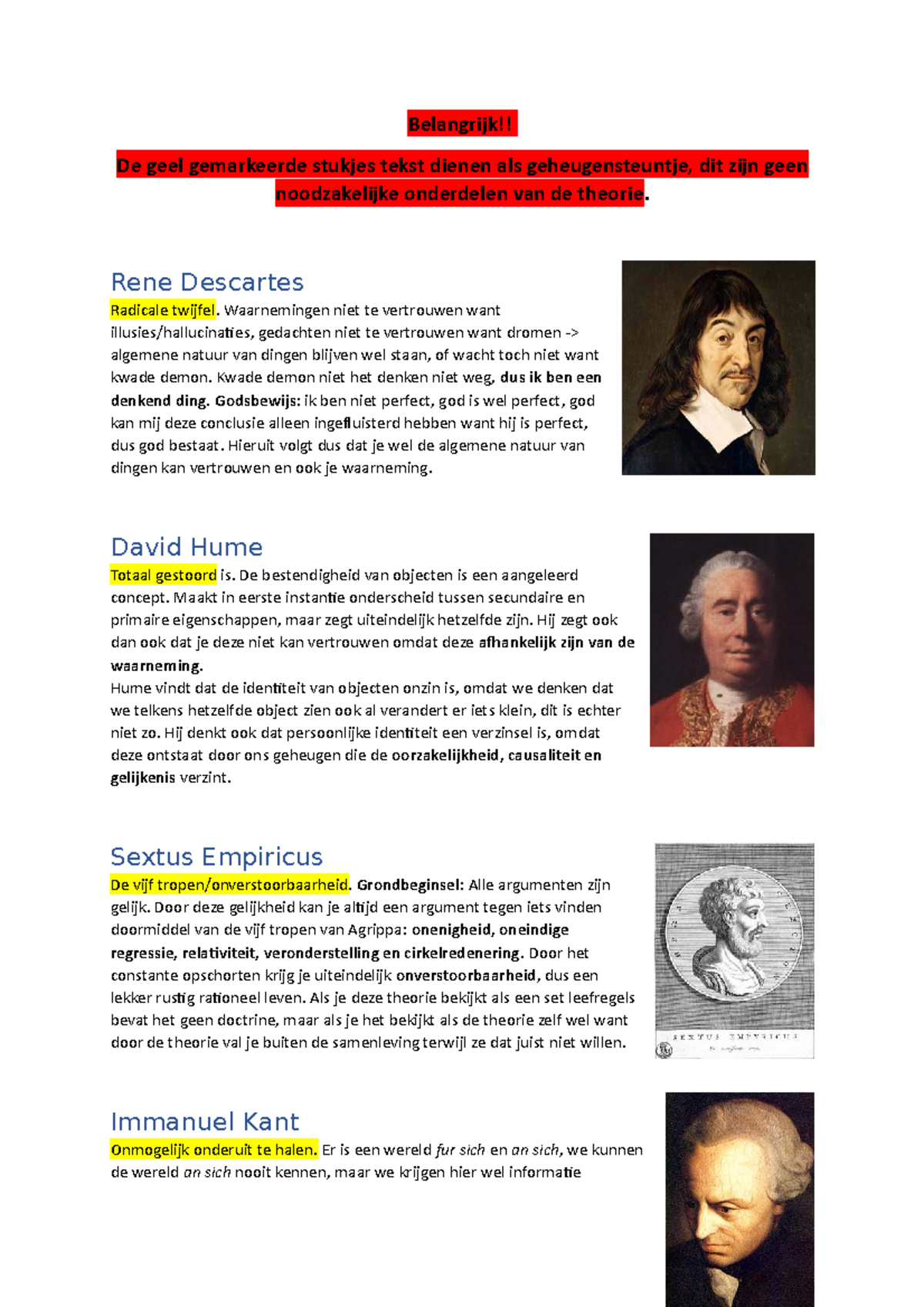 Filosofie Examen filosofen lijst - Belangrijk!! De geel gemarkeerde ...