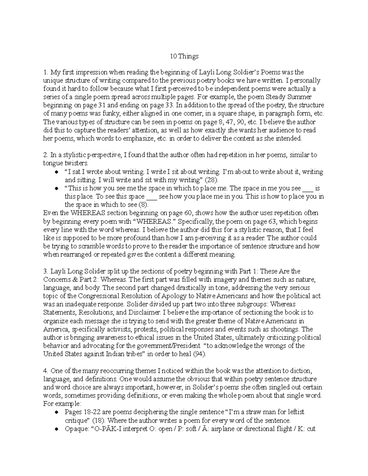 10 Things - Whereas Poems - 10 Things My first impression when reading ...