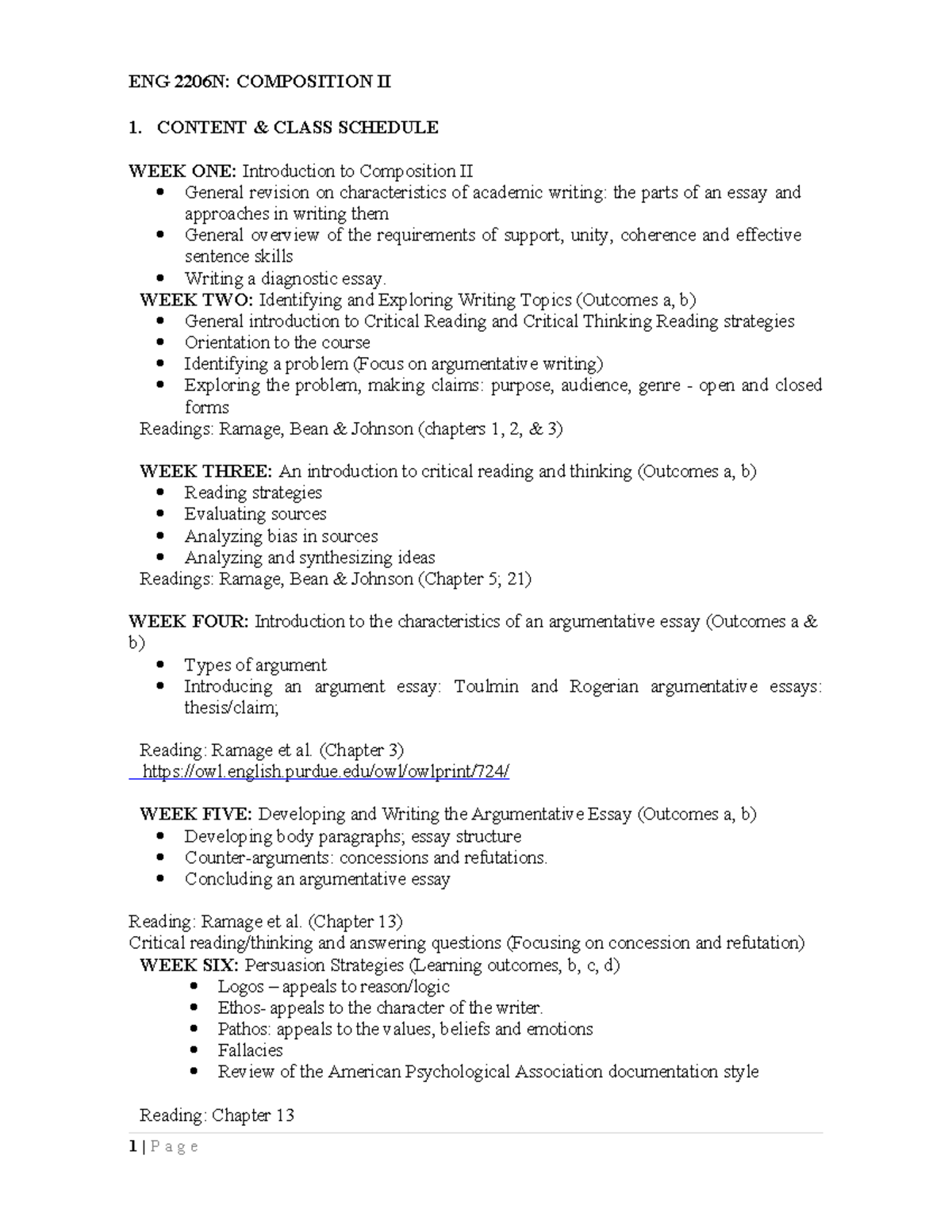 ENG 2206 Composition II- updated - ENG 2206N: COMPOSITION II 1. CONTENT ...