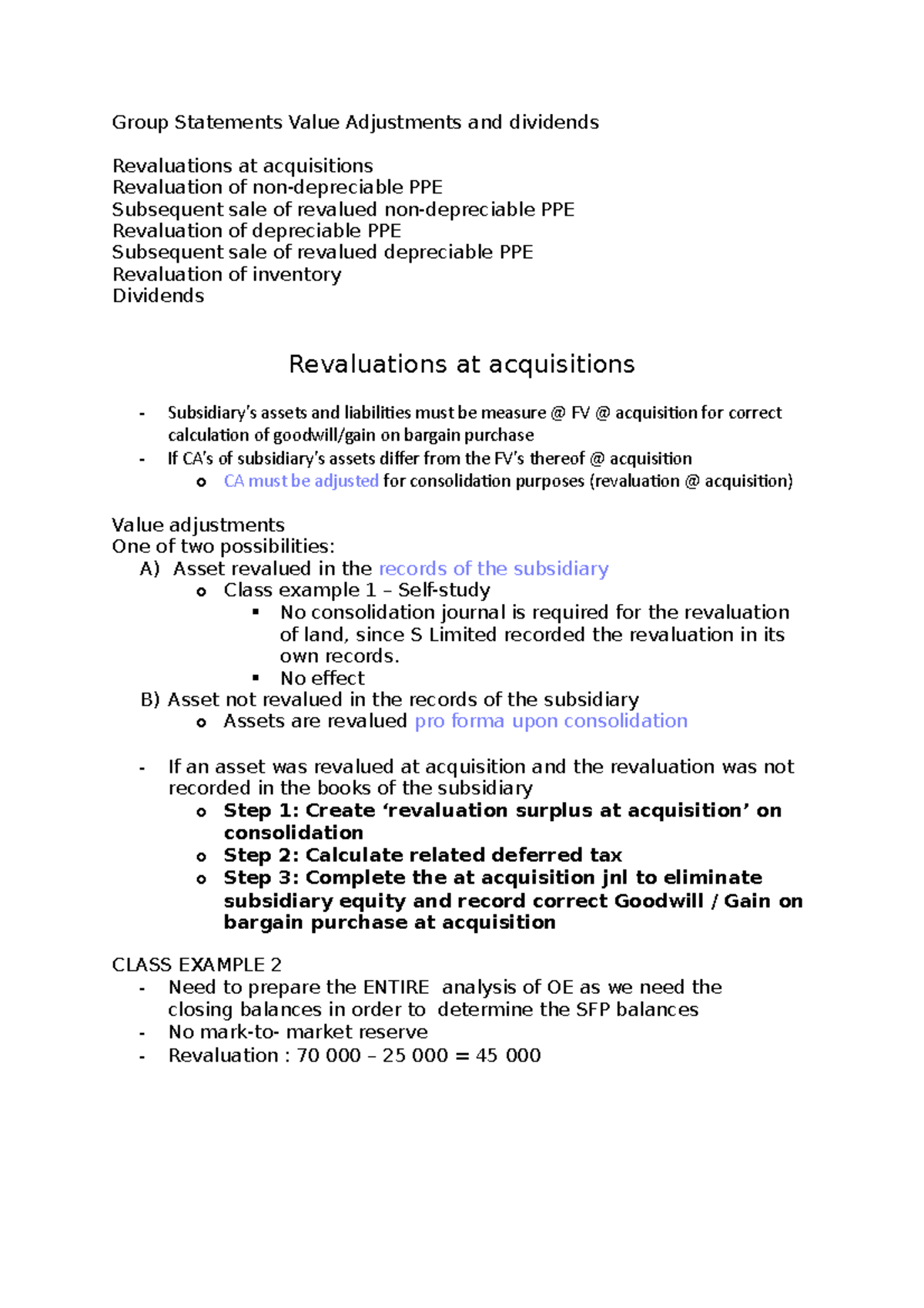 Group Statements Value Adjustments and dividends - Group Statements ...