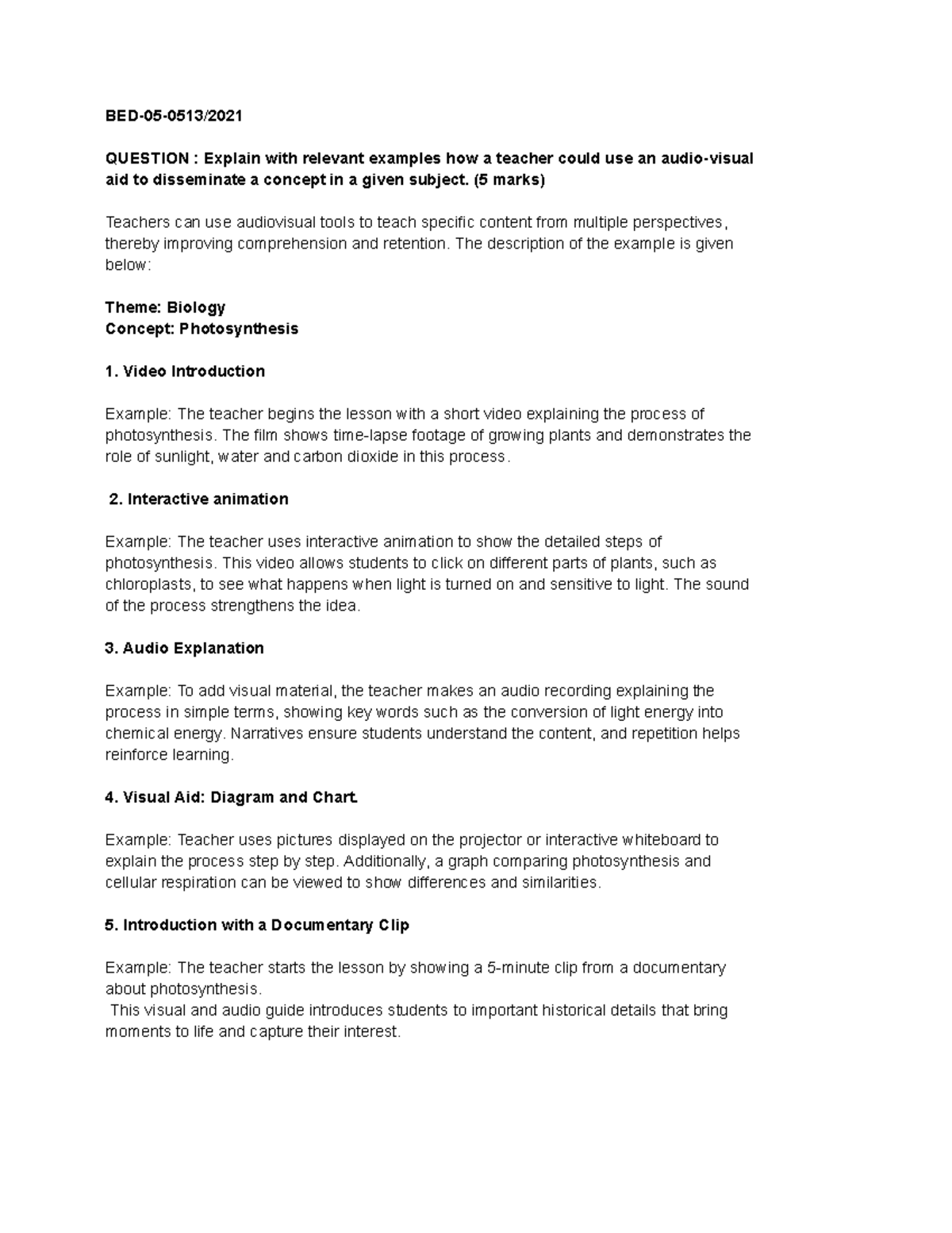 Assignment ONE - BED-05-0513/ QUESTION : Explain with relevant examples ...
