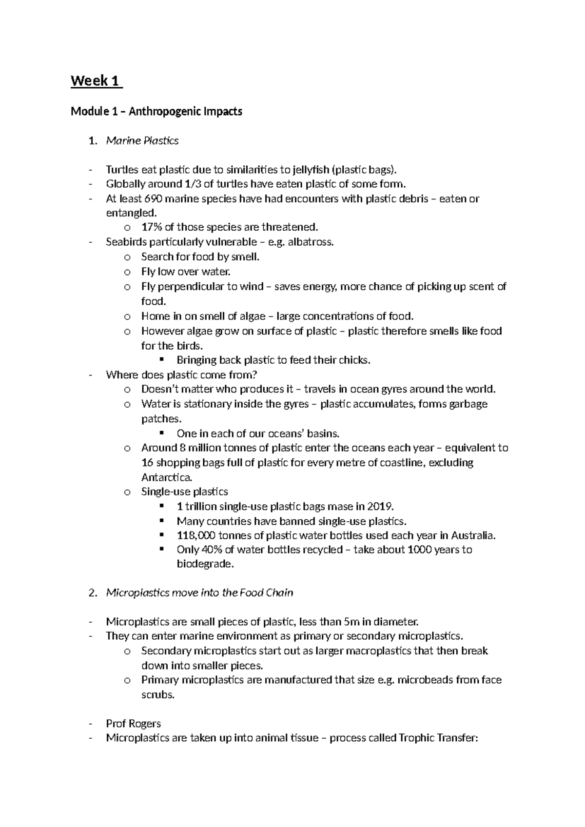 MSCI - Week 1 - Week 1 notes - Week 1 Module 1 – Anthropogenic Impacts ...