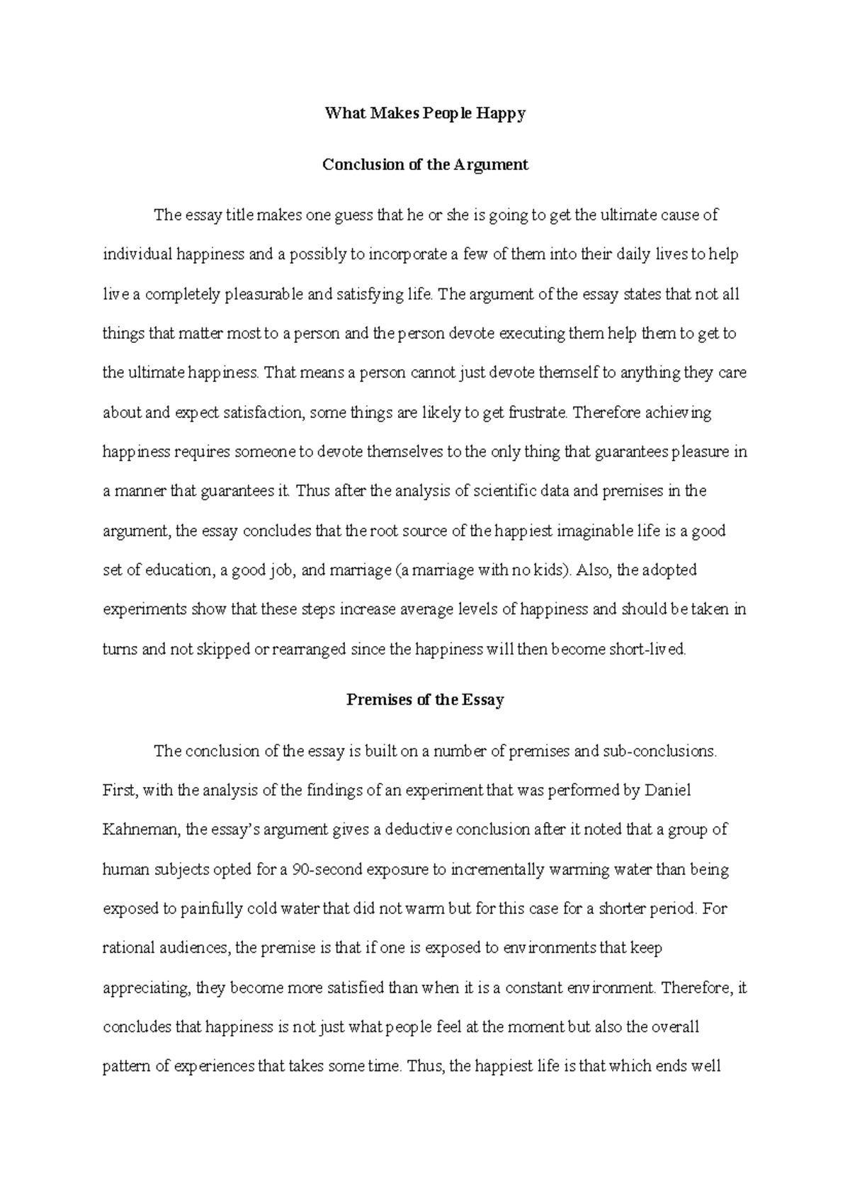 What makes people Happy - What Makes People Happy Conclusion of the ...