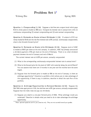 Problem Set 2 - HW 1 - Problem Set 2 1 Yan Ji Question 1: Basic Concepts on Forward Curves (2/10 ...