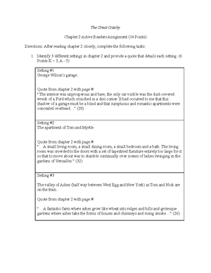 Chapter 8 Great Gatsby Activity - Chapter 8 Active Reading Activity ...