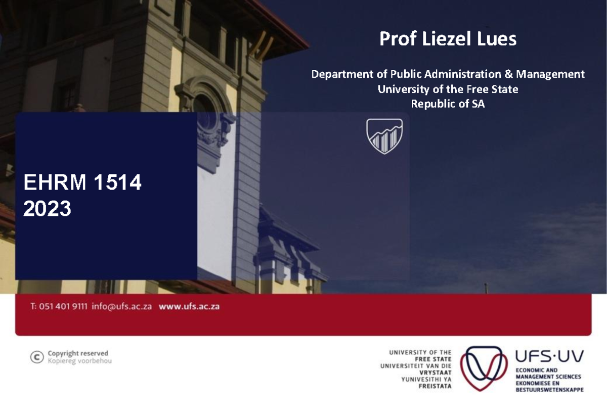 EHRM1514 2023 Slides - This is more like a textbook of EHRM 1514 for first semester . - Prof ...