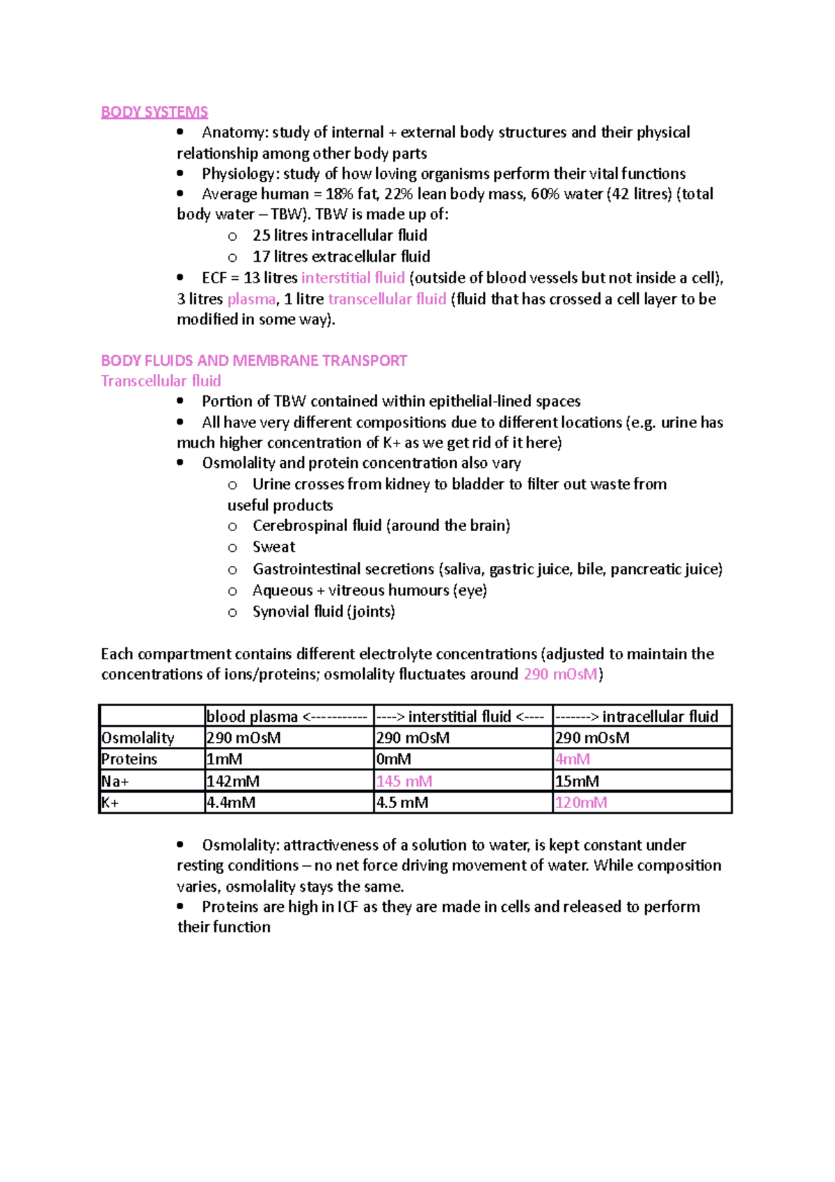 BODY Systems 1 - Lecture notes 1 - BODY SYSTEMS Anatomy: study of ...