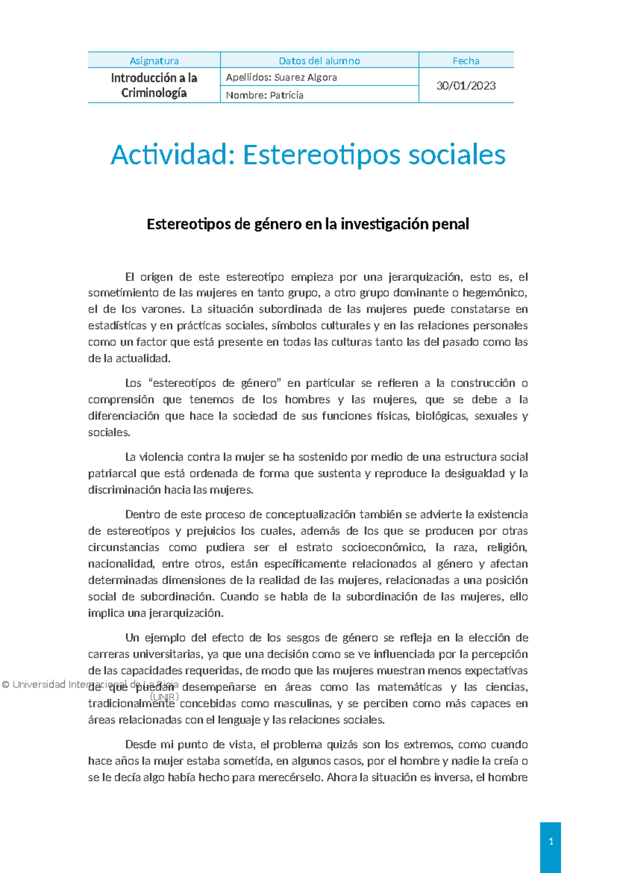 Estereotipos sociales - © Universidad Internacional de La Rioja (UNIR ...