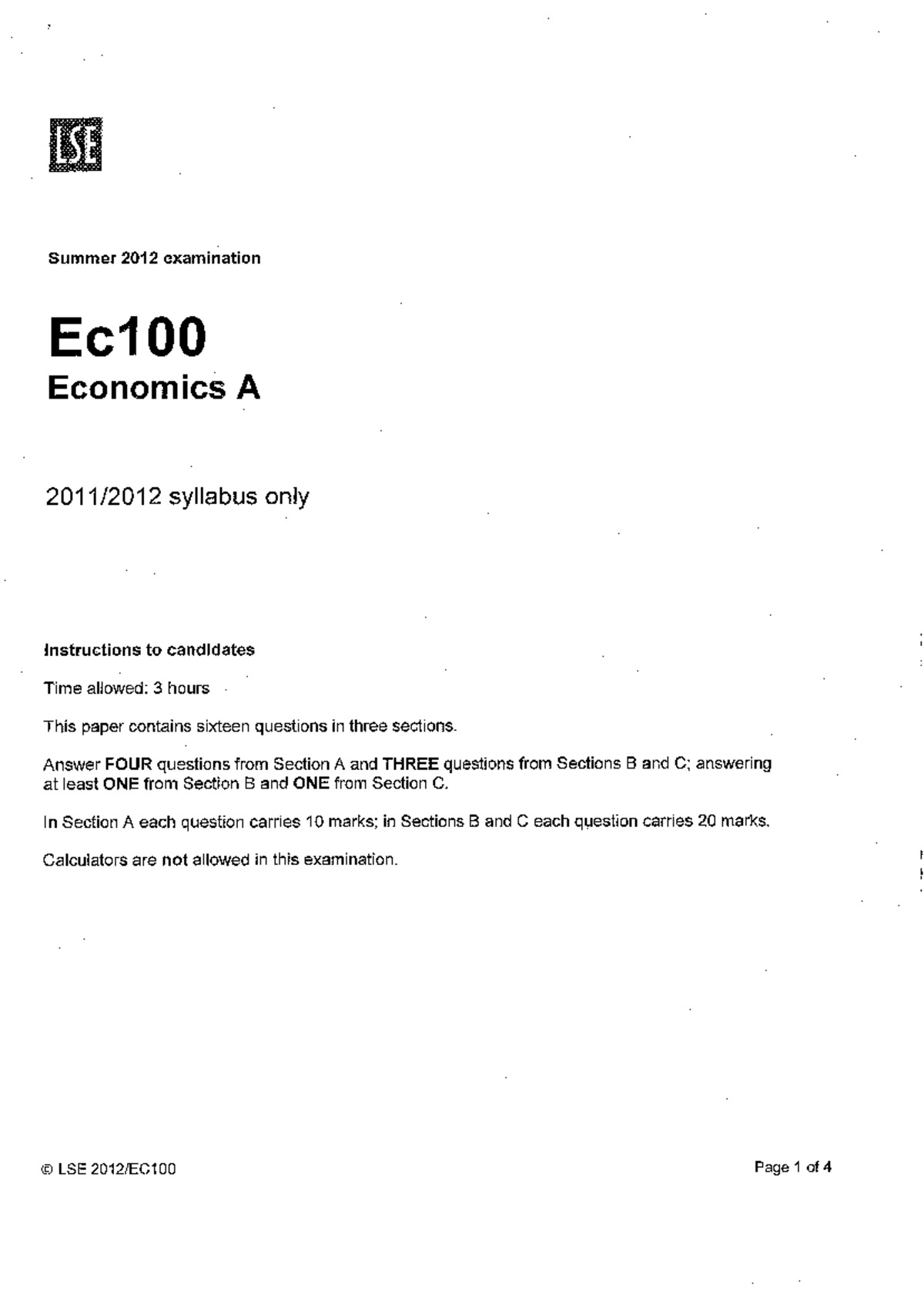 EC100-5 - Past exam papers - EC100 - Studocu