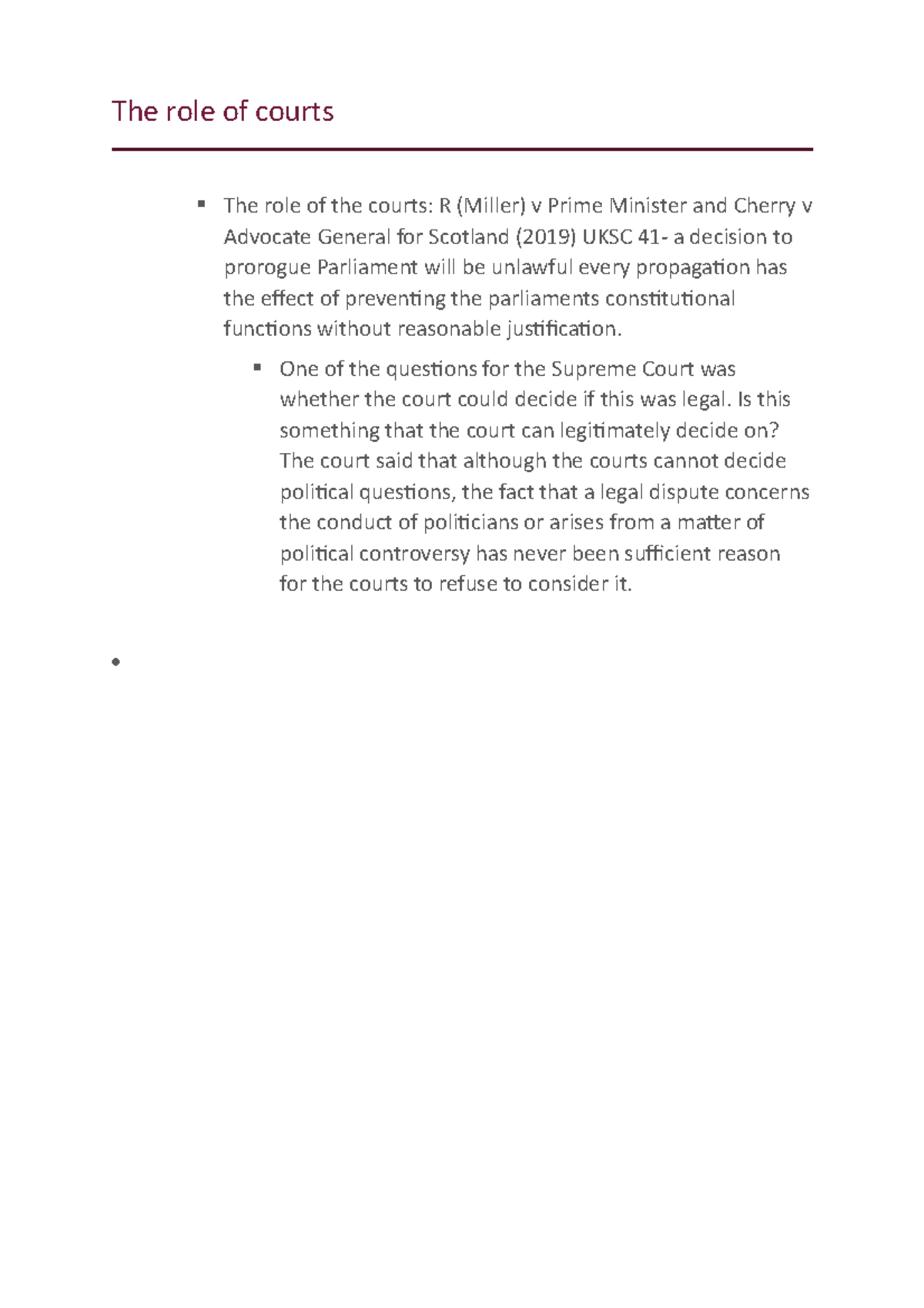 The role of courts - The role of courts The role of the courts: R ...