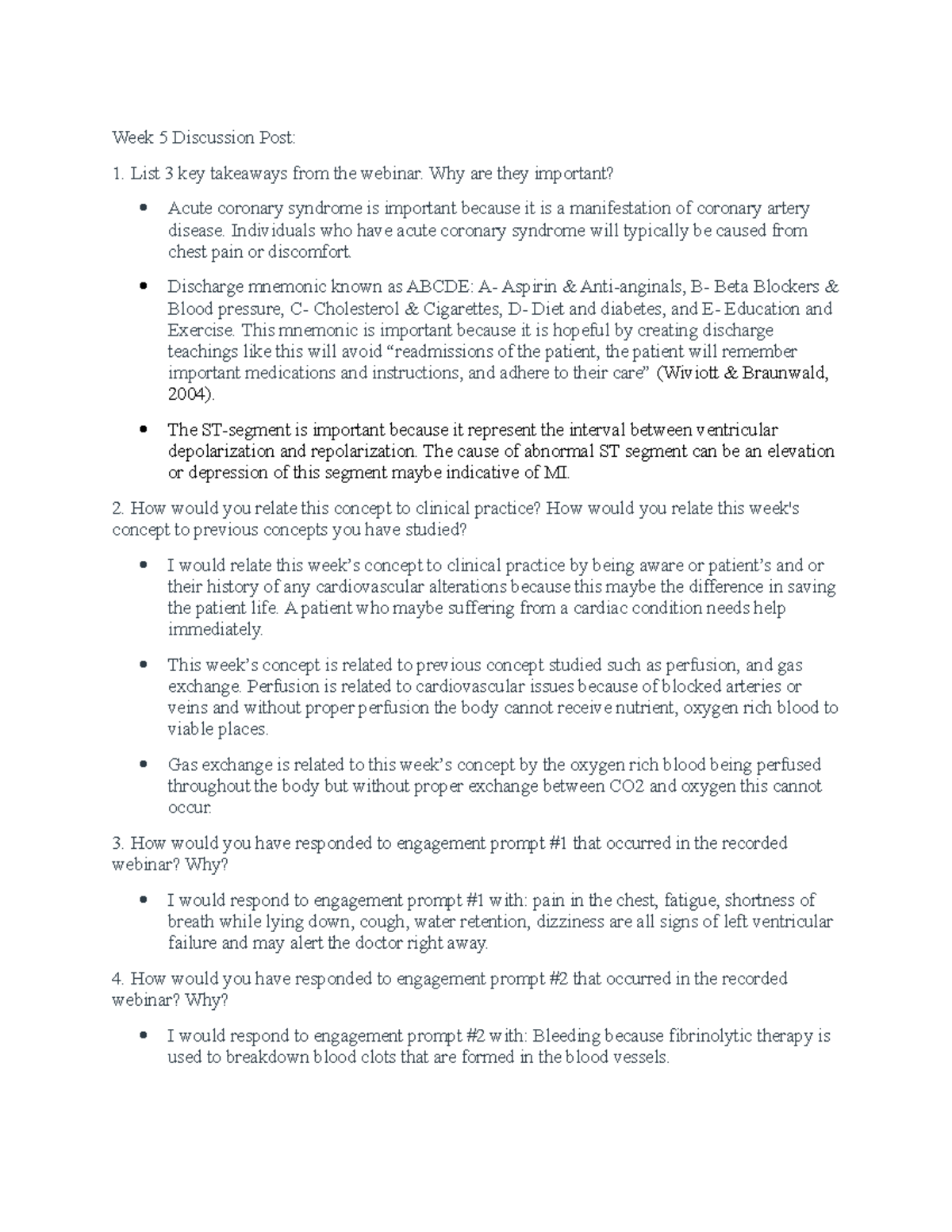 Week 5 Discussion Post - Week 5 Discussion Post: List 3 key takeaways ...