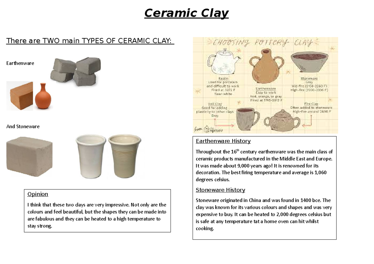 Ceramic Clay Art - Ceramic Clay There are TWO main TYPES OF CERAMIC ...
