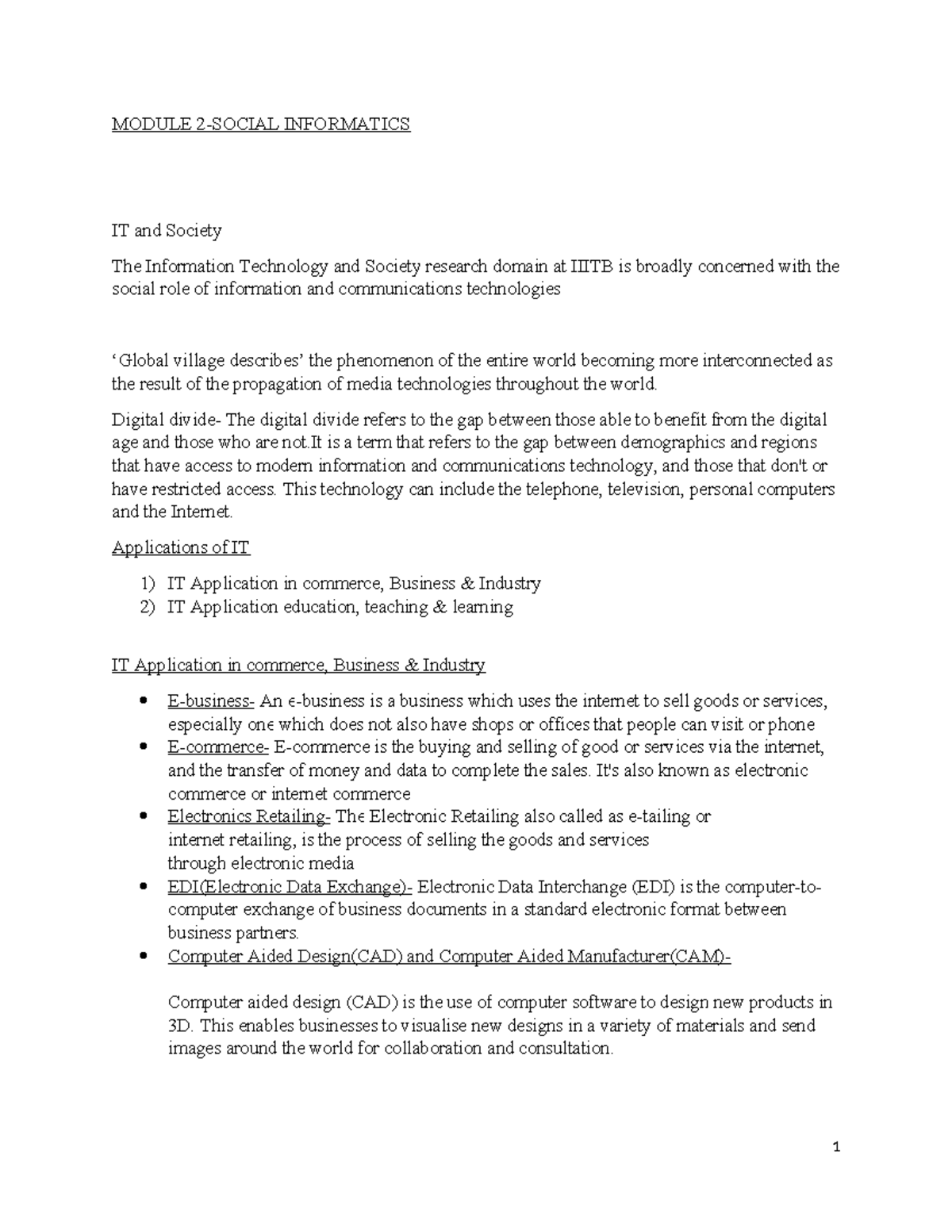 IT for Business 3rd sem Complete Note - MODULE 2-SOCIAL INFORMATICS IT ...