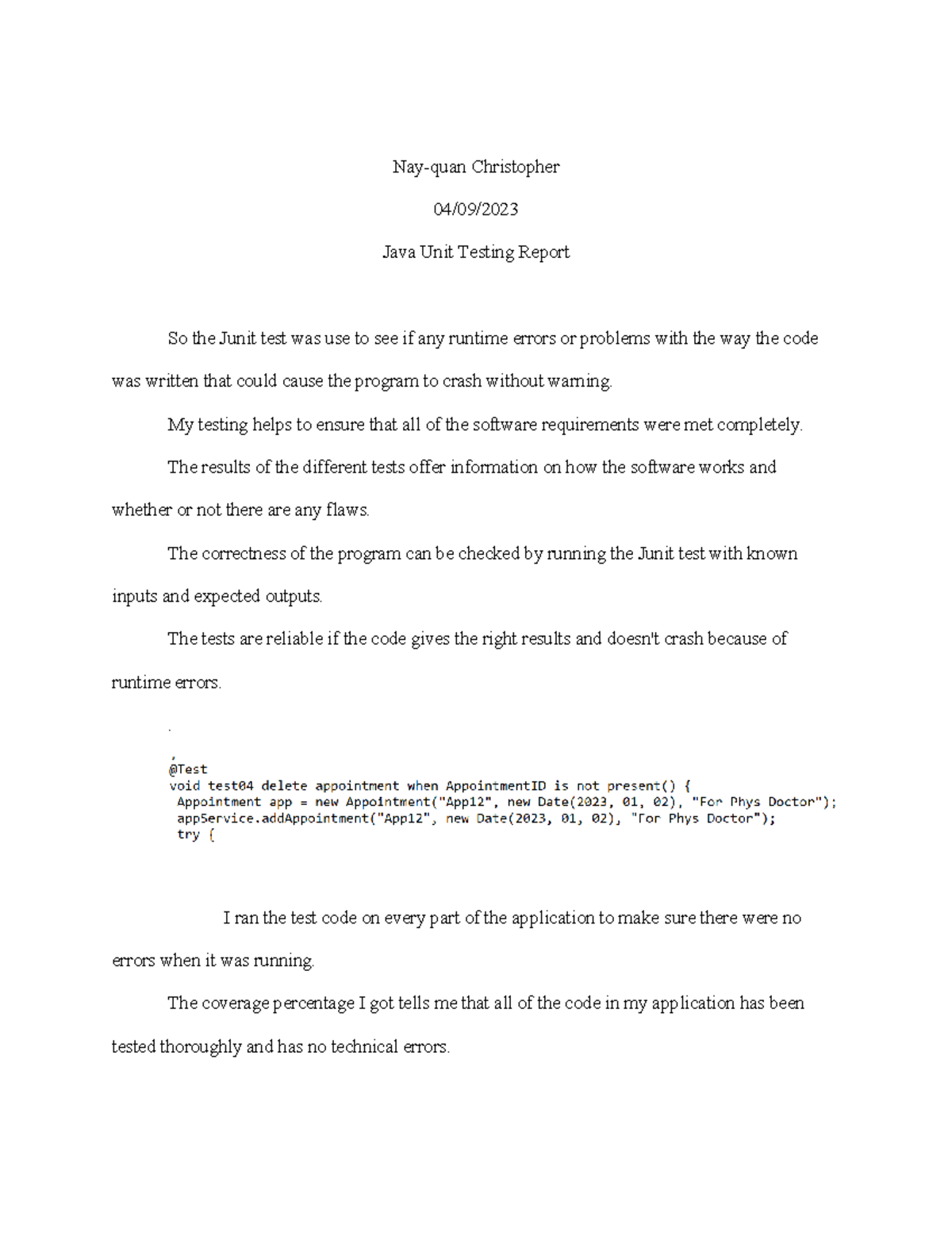 Journal 6 - Homework - Nay-quan Christopher 04/09/ Java Unit Testing ...