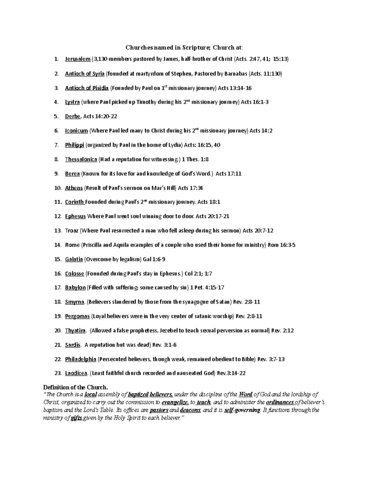 2. 23 Churches in Scripture fill in blank - Churches named in Scripture ...