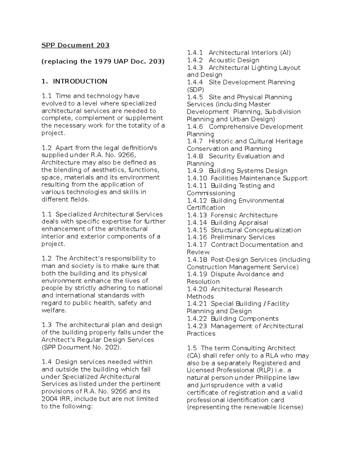 SPP Document 203 - Introduction to professional practice 3 - SPP Document 203 (replacing the ...