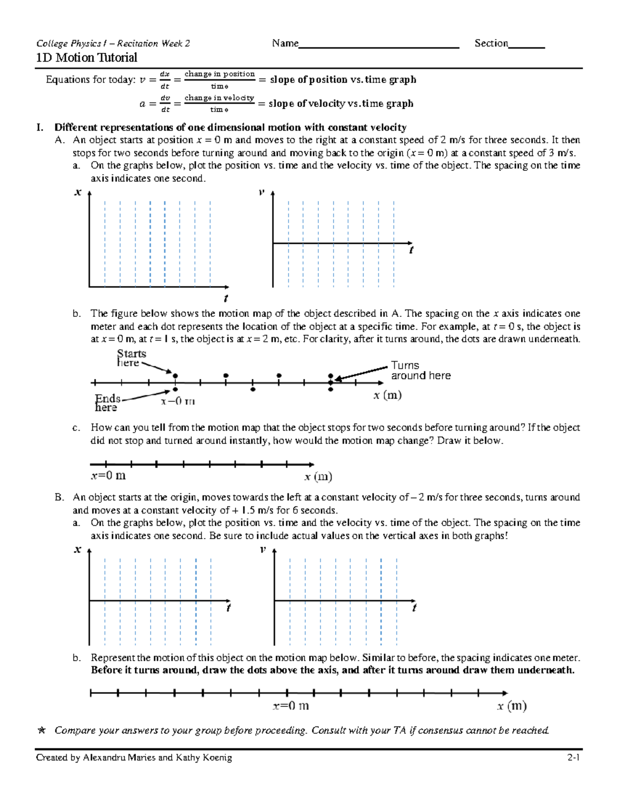 CP1+Recitation+tutorial+-+Week+02+-+1D+motion 2 - College Physics I ...