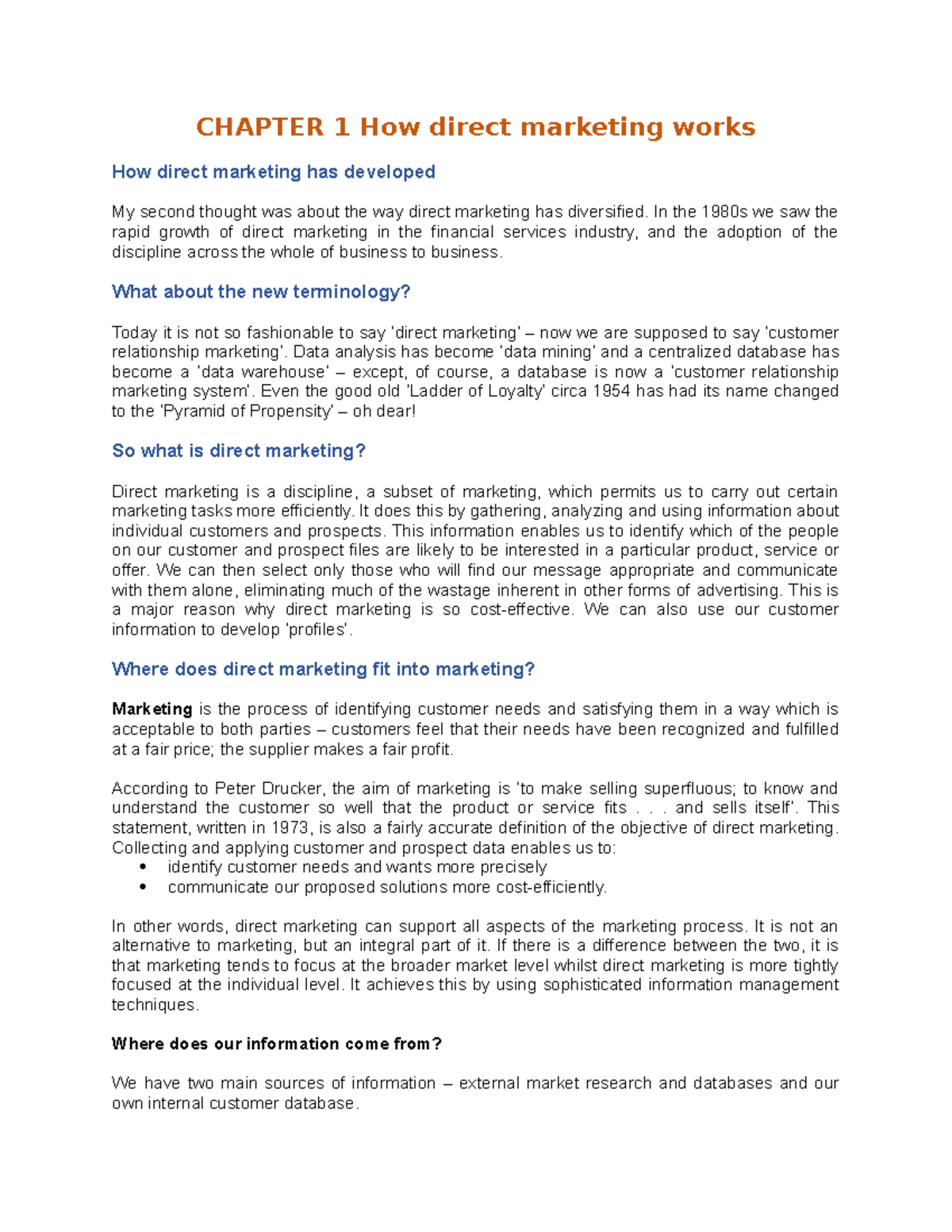 Chapter 1 How direct marketing works - CHAPTER 1 How direct marketing ...