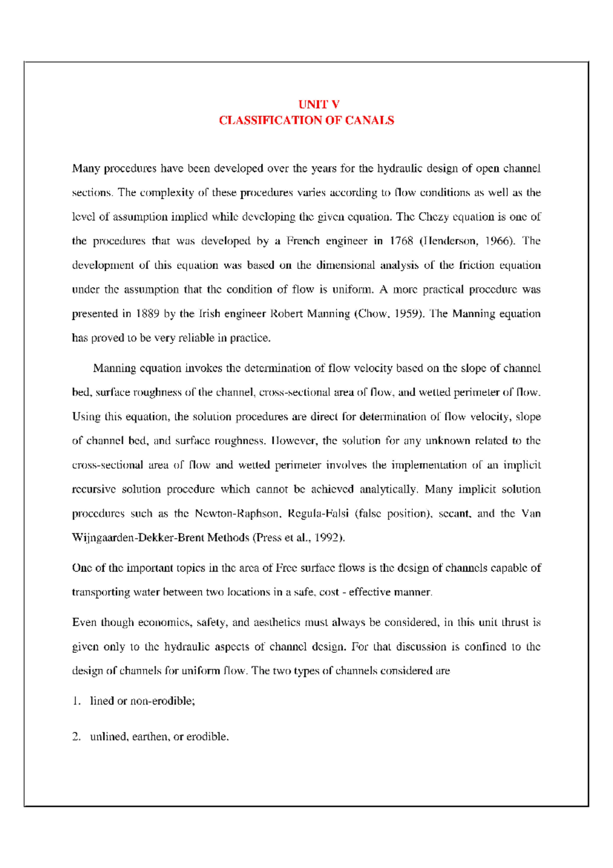 Classification of canals - Hydrology & Water Resources Engineering ...