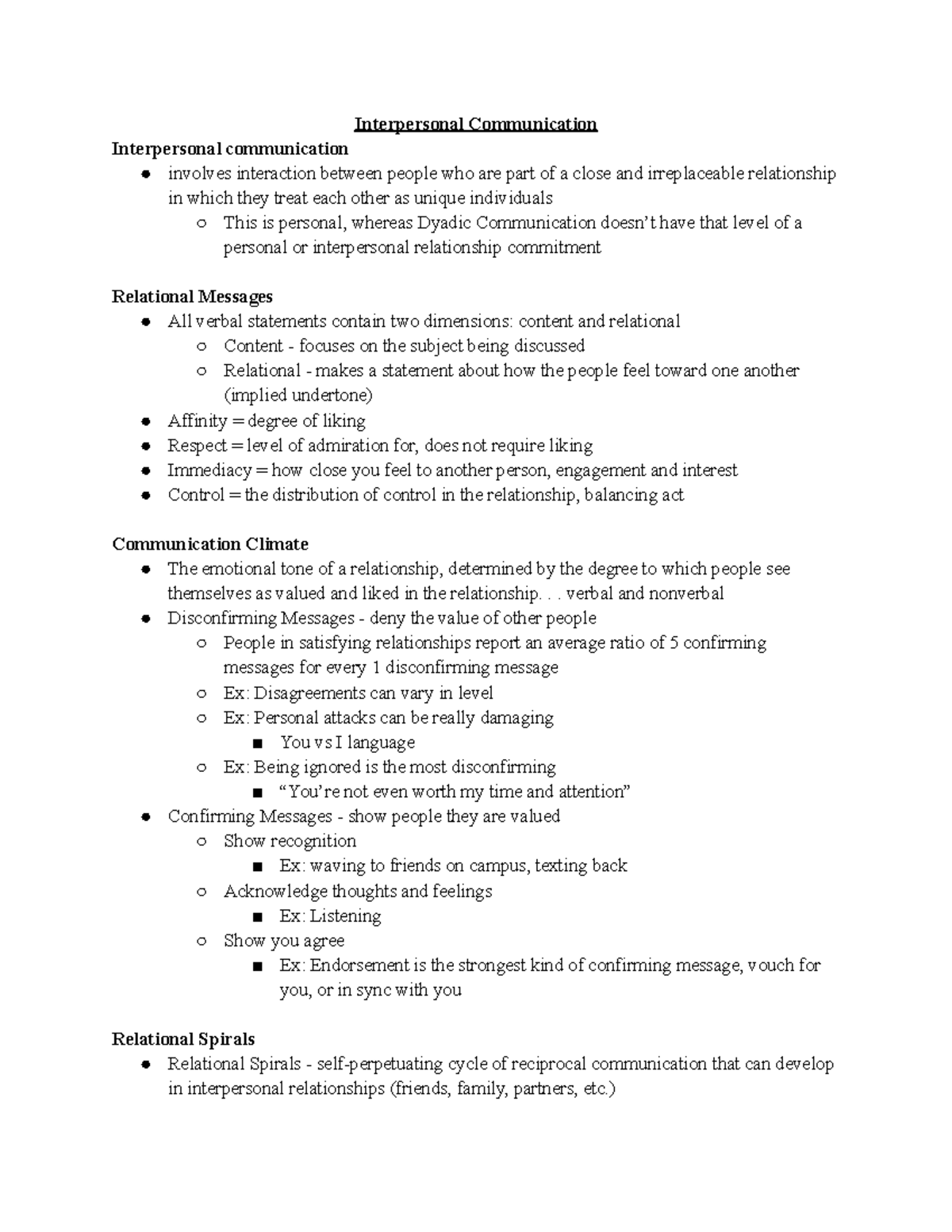 COMN 1210 - Interpersonal Communication - Interpersonal Communication ...