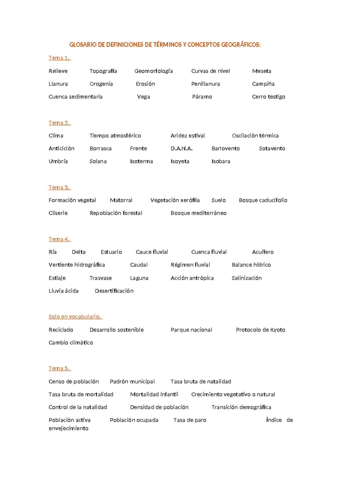Glosario DE Definiciones DE Términos Y Conceptos Geográficos - GLOSARIO ...