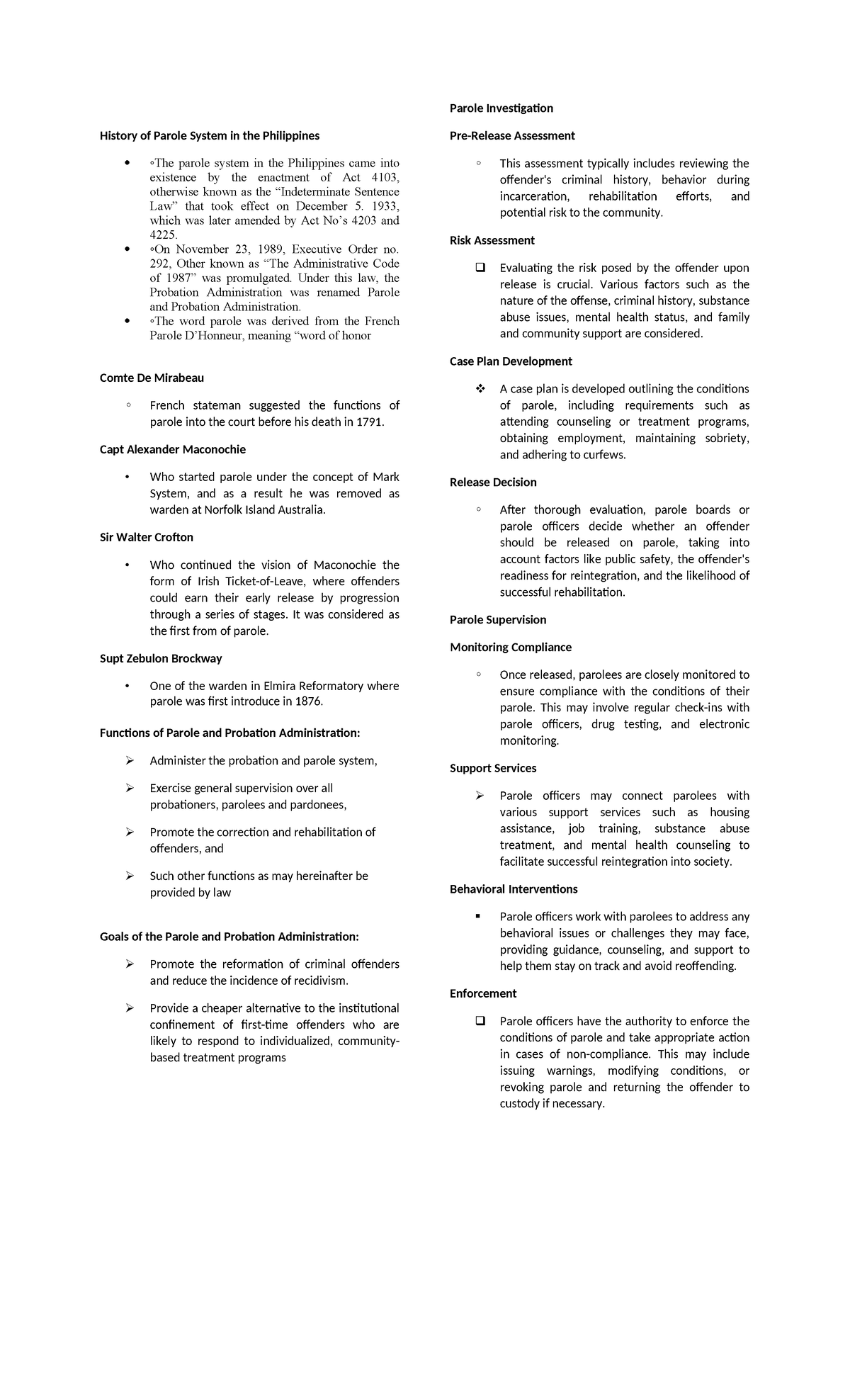 CORRECTIONAL ADMINISTRATIONS 2 - History of Parole System in the ...