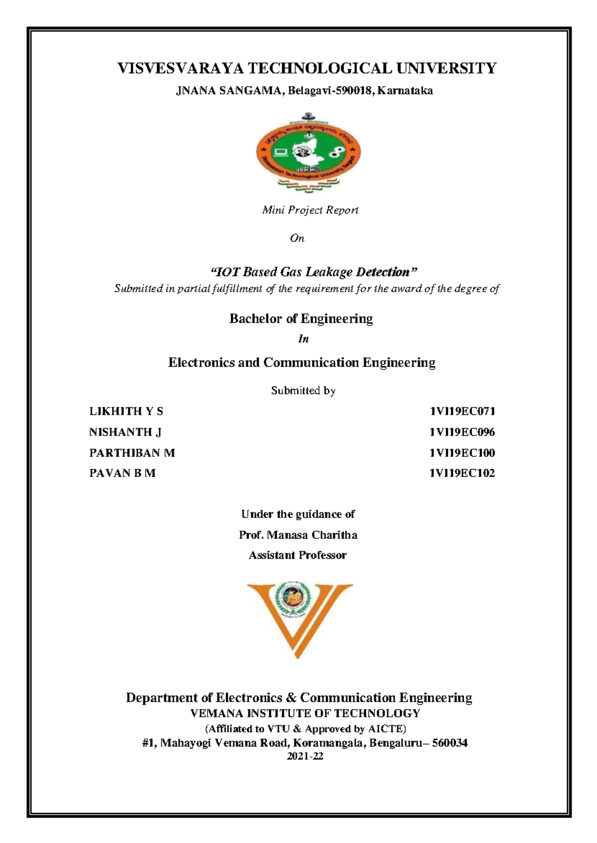 Ready final report (2) - VISVESVARAYA TECHNOLOGICAL UNIVERSITY JNANA ...