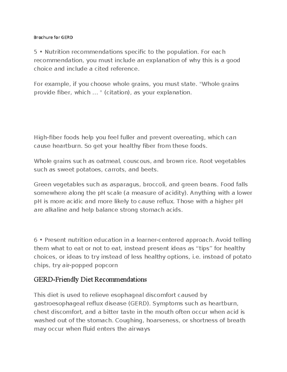 GERD - Paper on gerd pamphlets - Brochure for GERD 5 • Nutrition ...