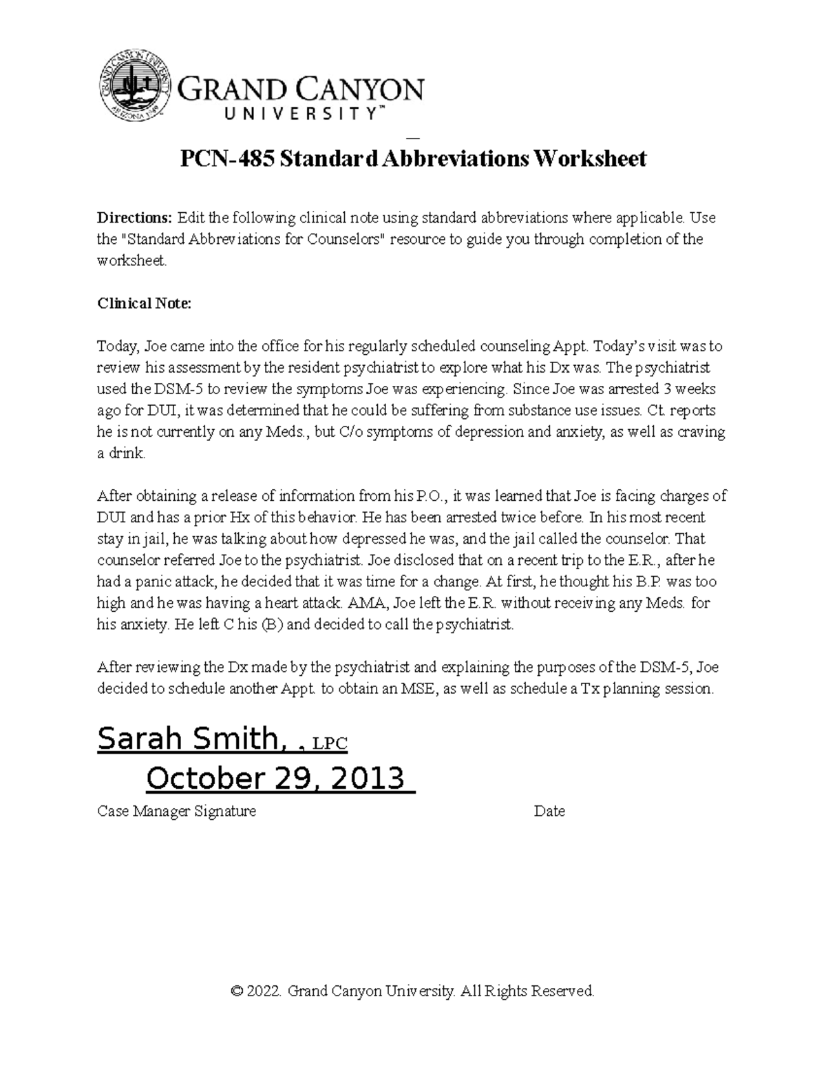 PCN-485 T1Standard Abbreviations Worksheet - PCN-485 Standard ...