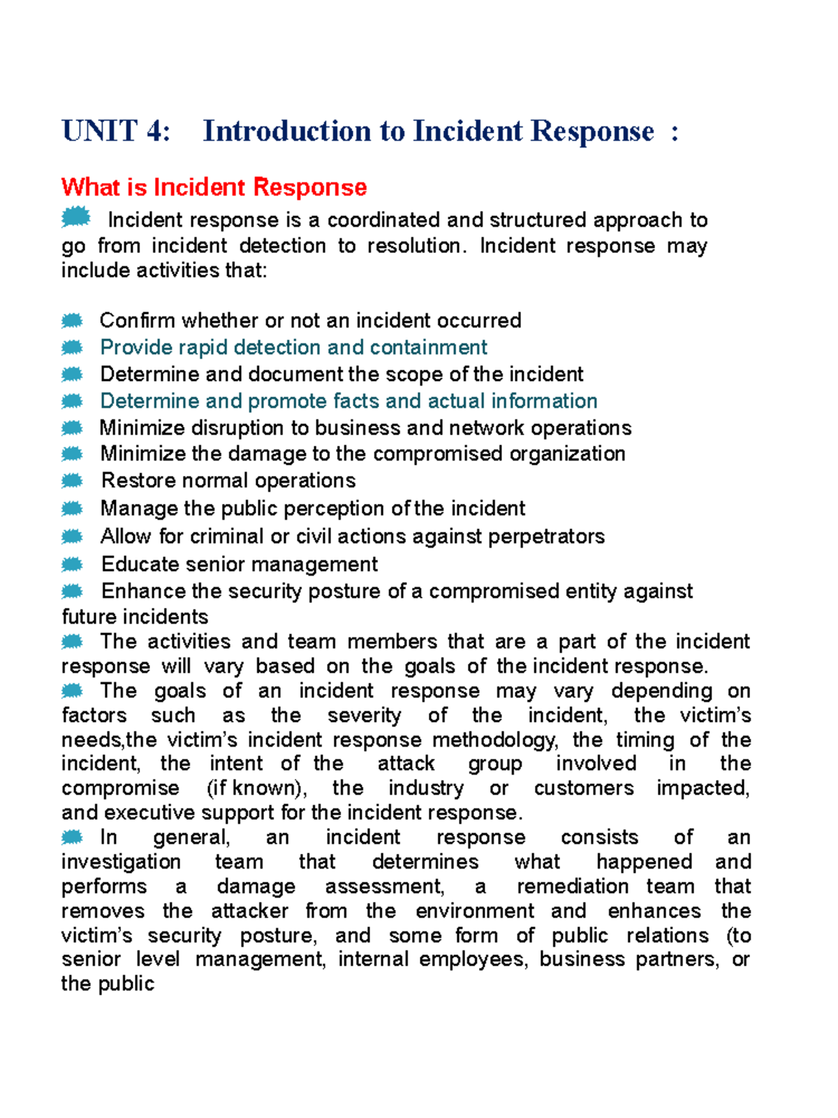 Auto Recovery save of Unit 4 - Introduction to Incident Response - UNIT ...